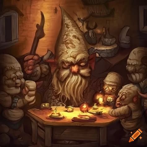 Intricate Tavern Scene With Thousands Of Tiny Gnomes Including A Dwarf
