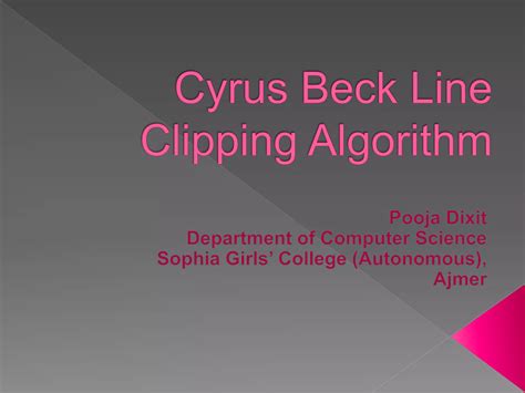 cyrus beck line clipping algorithm pptx