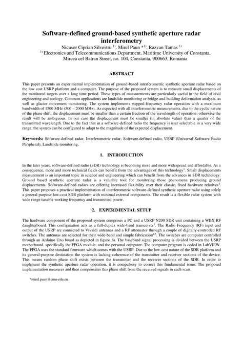 Pdf Software Defined Ground Based Synthetic Aperture Radar Interferometry