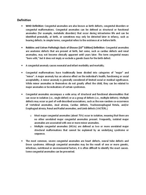 Congenital Anomalies Definition Pdf Epidemiology Clinical Medicine