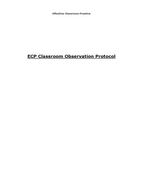 Classroom Observation Protocol Pdf Pdf Classroom Teachers