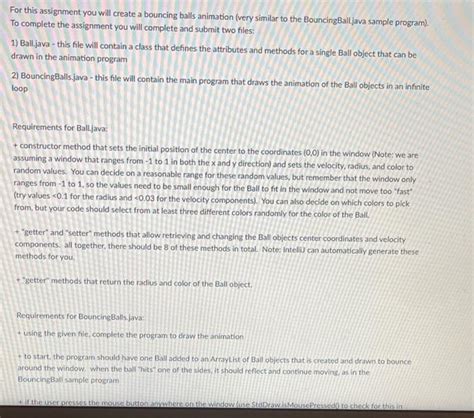 Solved For This Assignment You Will Create A Bouncing Balls