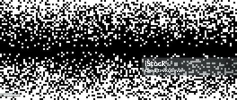 픽셀화된 하프톤 그라데이션 텍스처입니다 흑백 페이딩 픽셀 노이즈 텍스처 벽지 용해 벡터 가로 배경 픽셀 아트에 대한 스톡 벡터 아트 및 기타 이미지 Istock