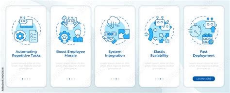 Benefits Of Rpa Blue Onboarding Mobile App Screen Robotization Walkthrough 5 Steps Editable