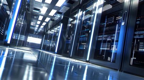 Modern Data Center With Server Racks And Blue Led Lights Generative Ai Premium Ai Generated Image