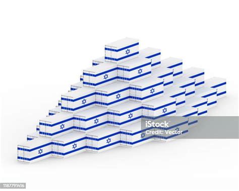 흰색 배경에 이스라엘 플래그와화물 컨테이너의 3d 그림입니다 배달 운송 운송 화물 운송 기에 대한 스톡 사진 및 기타 이미지 Istock