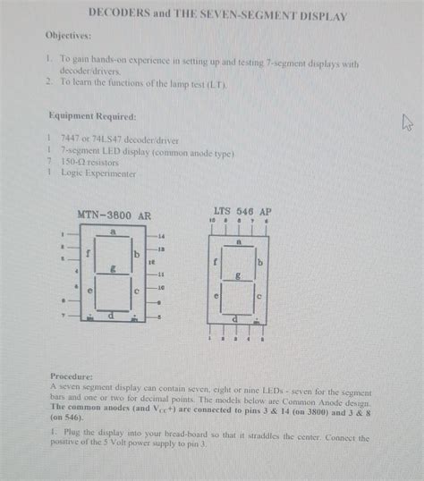 Solved Decoders And The Seven Segment Display Objectives 1