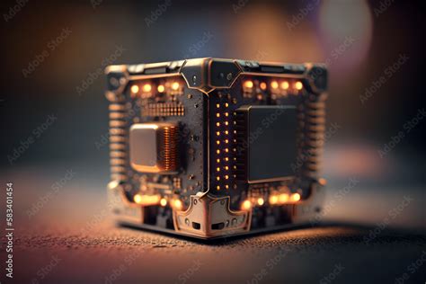 Circut Board With Processor Close Up Computer Processor Close Up Technology Background Copy