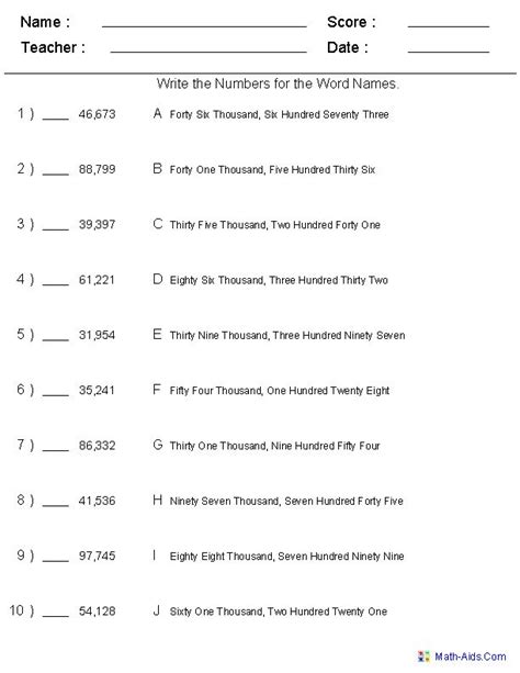 Place Value Worksheets Place Value Worksheets For Practice Place