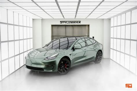 테슬라 모델3 맞아 매력적인 메탈 그린 랩핑크롬죽이기 스타일매니아