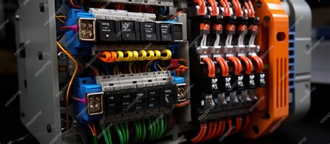 Detail Of Switches And Differentials For The Light Of An Industrial Electrical Panel Premium