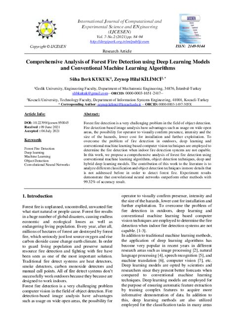 Pdf Comprehensive Analysis Of Forest Fire Detection Using Deep Learning Models And