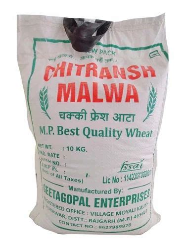 Indian Wheat 10kg Chitransh Malwa Chakki Fresh Atta Packaging Type