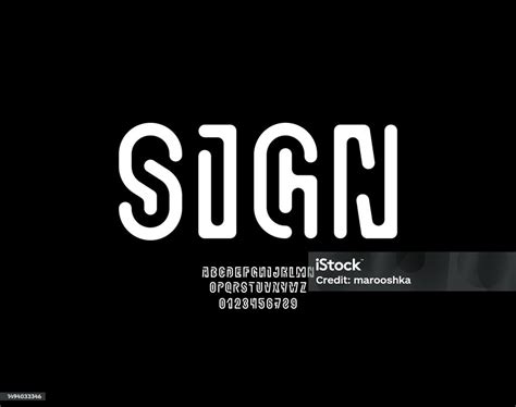 세그먼트 라인의 디지털 글꼴 알파벳 최소 기술 스타일 문자 및 숫자 벡터 일러스트레이션 10eps 컴퓨터 글자에 대한 스톡 벡터