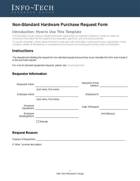 11 Non Standard Hardware Request Form Non Standard Hardware Purchase Request Form Introduction