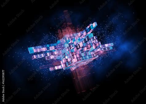 Big Data Concept Digital Cube With Program Code For Machine Learning Algorithm D Illustration