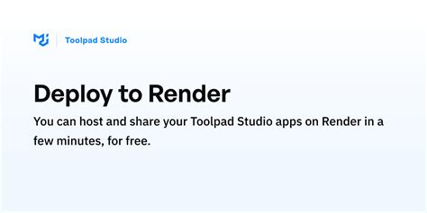 Deploy To Render Toolpad Studio