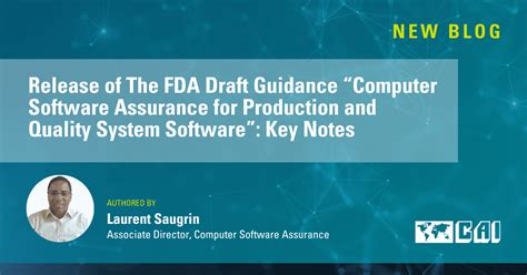 Release Of The Fda Draft Guidance “computer Software Assurance For