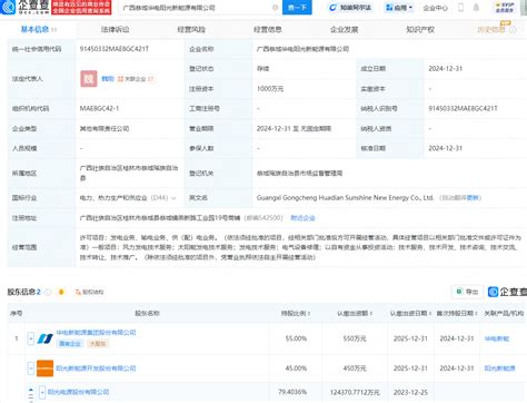 阳光电源、华电新能源等成立新公司，含发电业务魏刚恭城显示