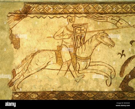 Thirteenth Century Frescoes Depicting The Knights Templar In Battle In