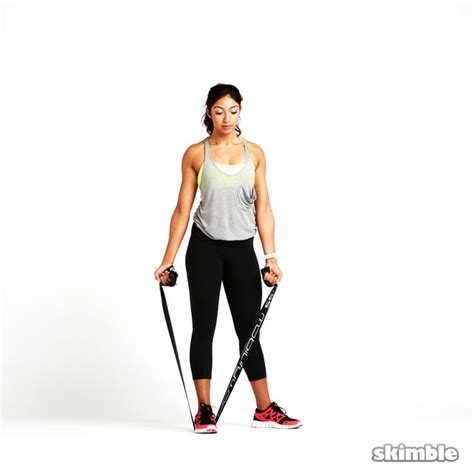 Band Bicep Curls Exercise How To Workout Trainer By Skimble