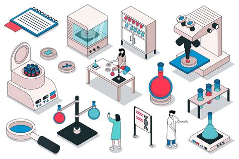 Science Laboratory 3d Isometric Mega Set Collection Flat Isometry Elements And People Of