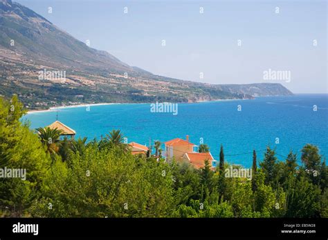 Lourdata Kefalonia Ionian Islands Greece View Across The Turquoise