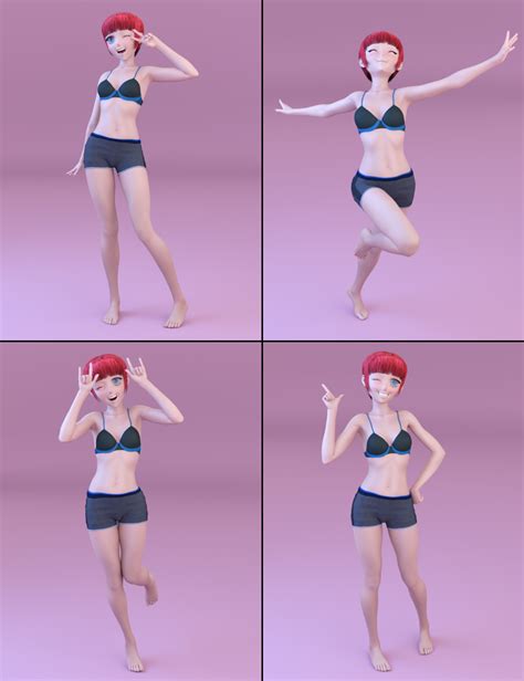 Sweet Anime Poses For Sakura 8 Daz 3d