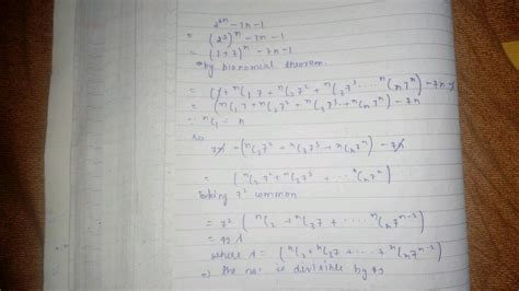 by using binomial the binomial theorem prove that 23n 711 1 is