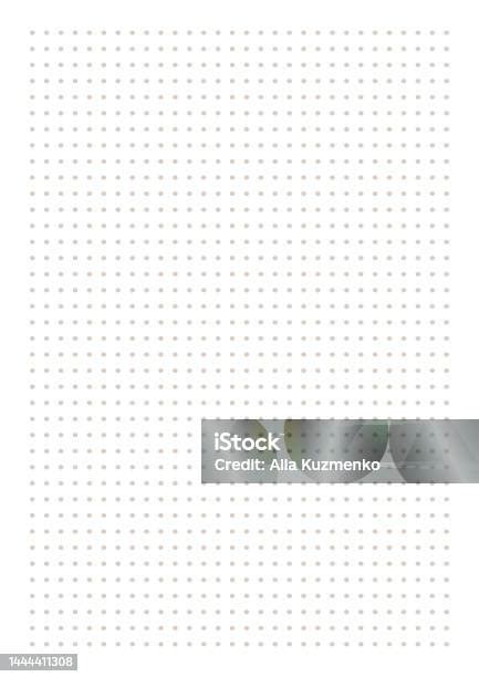 그래프 용지 흰색 배경에 인쇄 가능한 점선 그리드 용지 학교 노트북 일기 노트 인쇄를위한 점과 기하학적 추상 점 투명 일러스트 사실적인 종이 빈 크기 A4 A4 용지에 대한