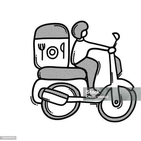 음식 배달 낙서 벡터 아이콘 그리기 스케치 일러스트레이션 손 그린 선 Eps10 교통수단에 대한 스톡 벡터 아트 및 기타 이미지 교통수단 그리기 낙서 드로잉 Istock