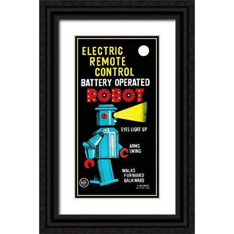 Retrobot 14x24 Black Ornate Wood Framed With Double Matting Museum Art Print Titled Electric