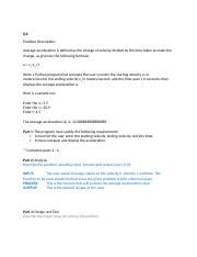 Python Program For Calculating Average Acceleration And Feet To Course Hero
