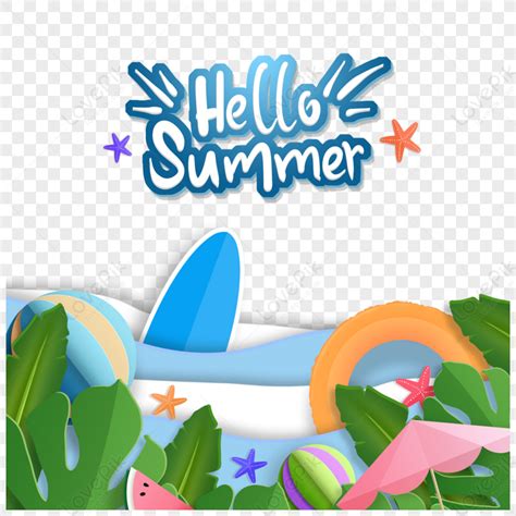 Summer Paper Cutting Beach Border Cute Clip Art Setting Day Png Hd