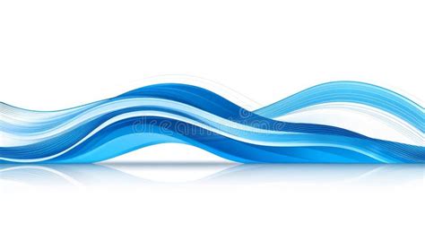 Smooth Undulating Curves Characterize An Abstract Blue Smoke Effect On A White Background Stock