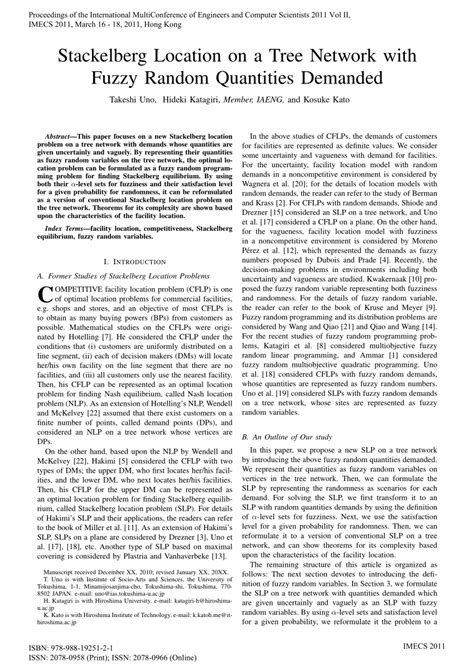 Pdf Stackelberg Location On A Tree Network With Fuzzy Random