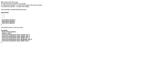 Solved Q1 Implement A Class Called Word A A Class Named Chegg Com