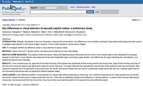 Ncbi Rofl Sex Differences In Visual Attention To Sexually Explicit