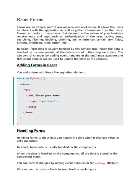 React Forms Pdf Cyberspace Computer Science