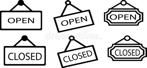 Open And Closed Icons On White Background Stock Illustration