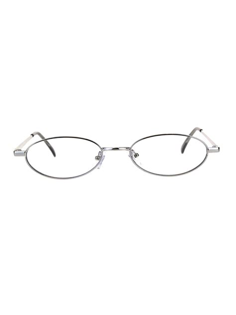 Extra Narrow Oval Metal Rim Round Retro Vintage Clear Lens Eye Glasses