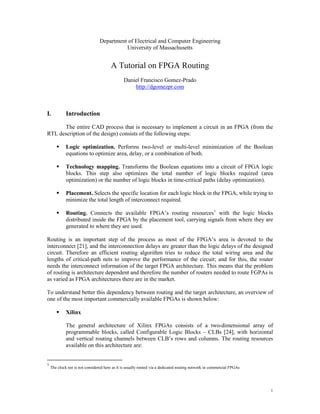 Tutorial On FPGA Routing PDF Computer Networking Computing