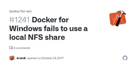 Docker For Windows Fails To Use A Local NFS Share Issue Docker For Win GitHub