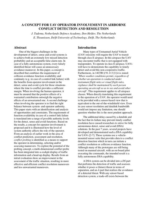 Pdf A Concept For Uav Operator Involvement In Airborne Conflict