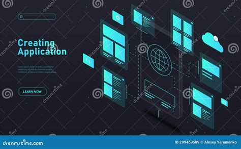 Creating Web Application Black Poster Vector Stock Illustration Illustration Of Flat Creative