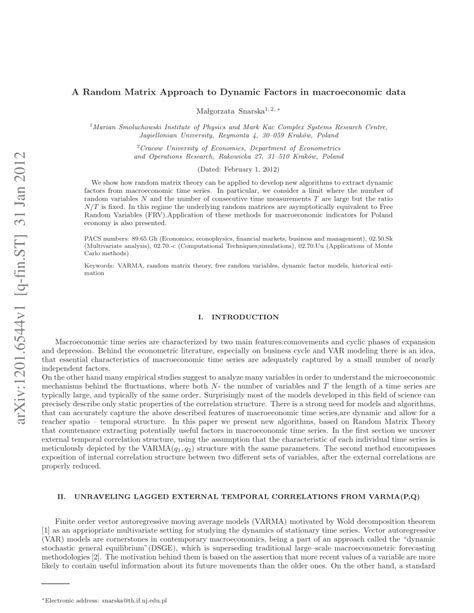 Pdf A Random Matrix Approach To Dynamic Factors In Macroeconomic Data