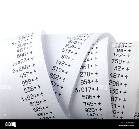 Adding Machine Tape Stock Photo Alamy