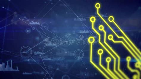 Animation Of Digital Data Processing Over Computer Circuit Board Stock