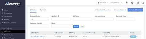 create a qr code razorpay docs