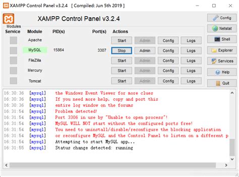 使用xmapp启动mysql出现error mysql shutdown unexpectedly 的解决办法 error mysql